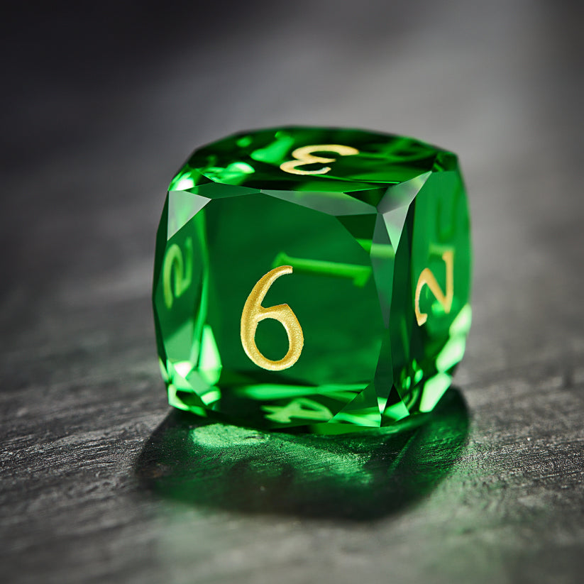 Multifaceted Grass Green Glass F Word DnD D&D Dice Set – CrystalMaggie