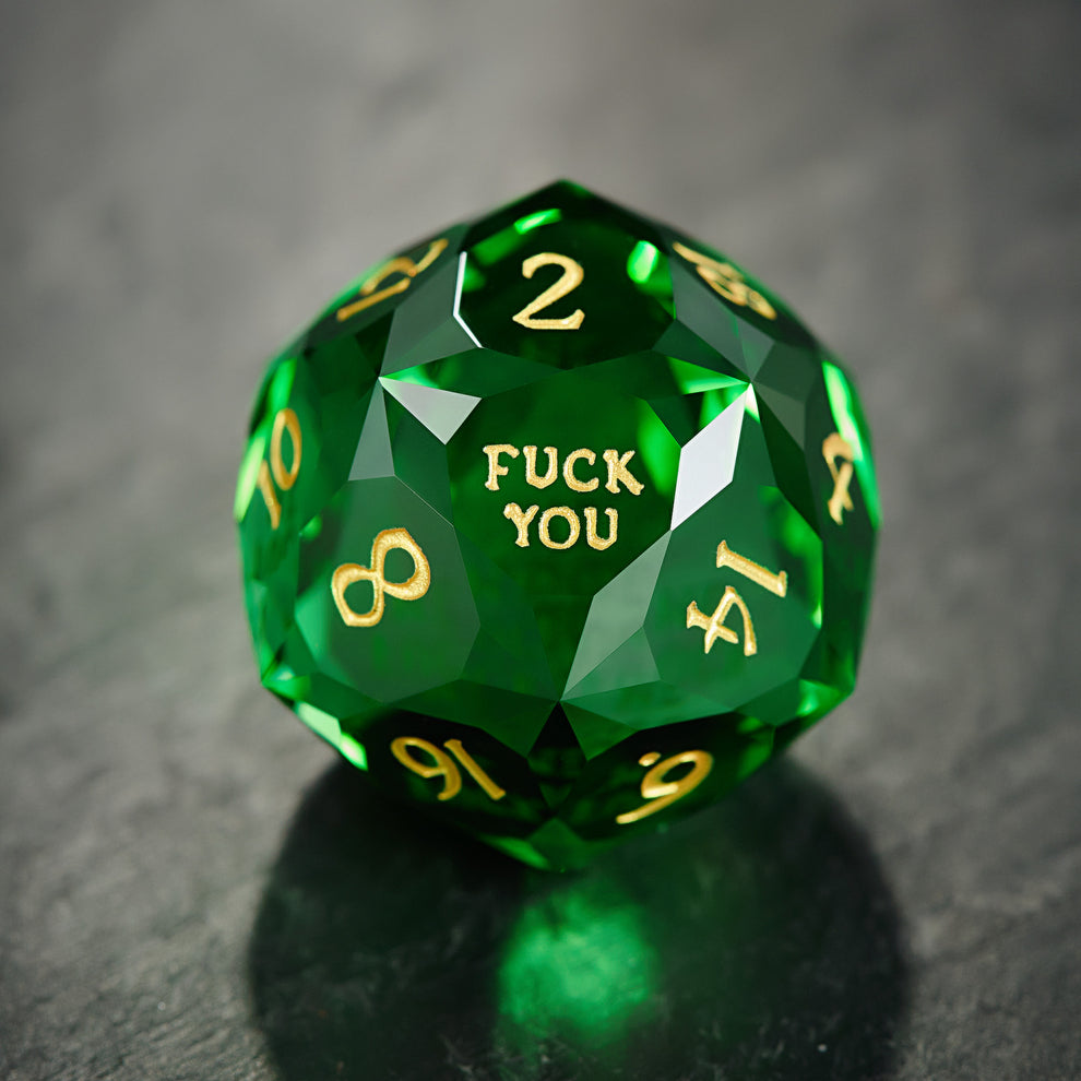 Multifaceted Grass Green Glass F Word DnD D&D Dice Set – CrystalMaggie