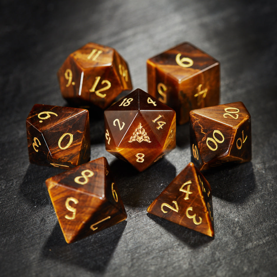 Raised Dark Blue Lightning Glass DnD D&D Dice Set – CrystalMaggie