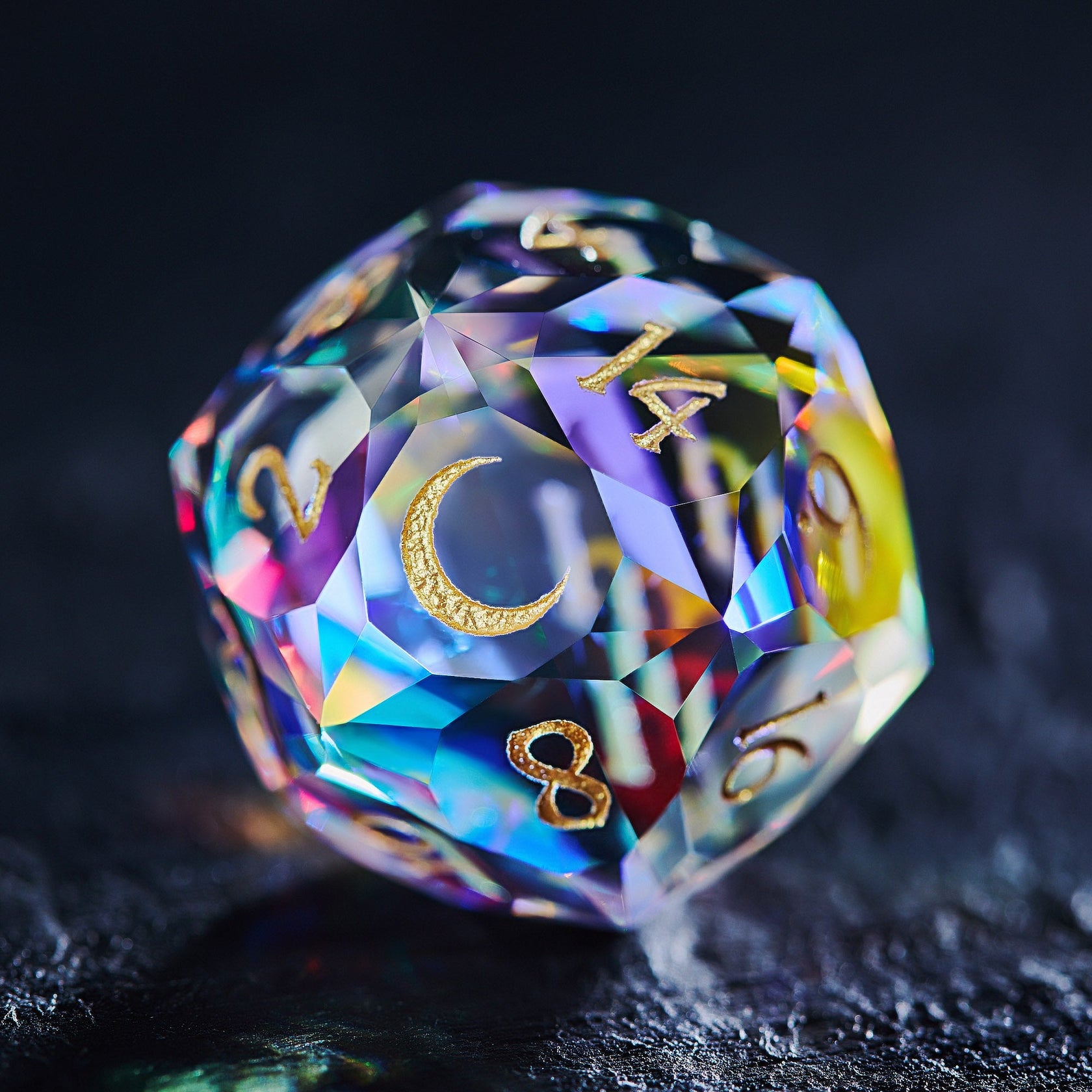 Multifaceted Fantastic Glass Moon DnD D&D Dice – CrystalMaggie