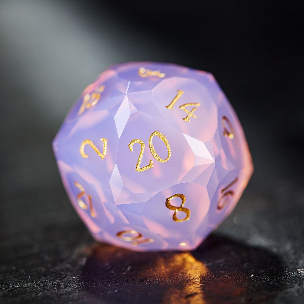 Multifaceted Pink Opalite Gemstone DnD D&D Dice Set – CrystalMaggie