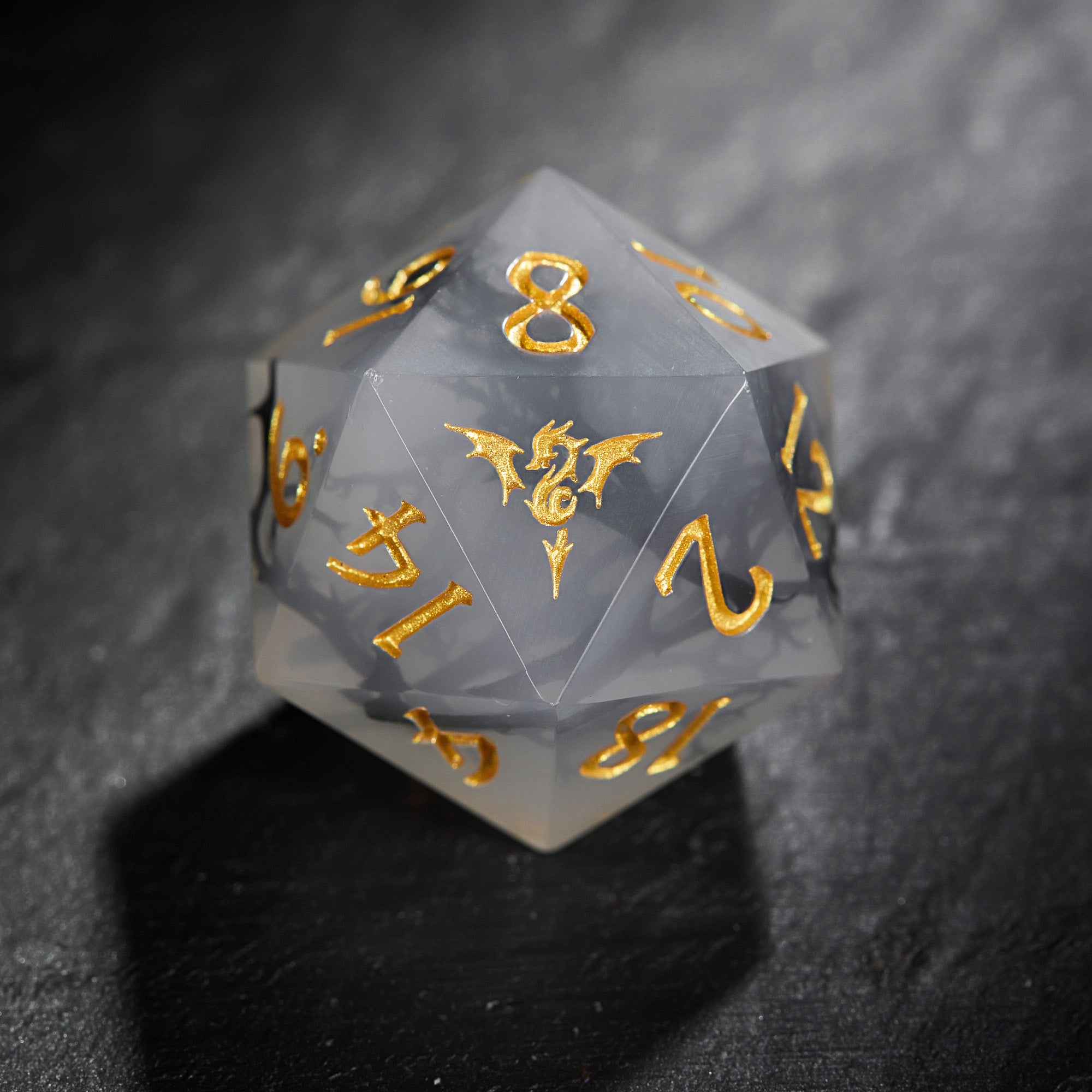 Raised Dark Blue Lightning Glass DnD D&D Dice Set – CrystalMaggie