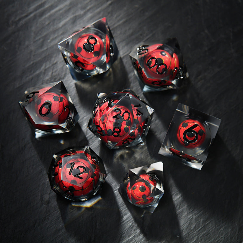 Floating Red Sharingan Eye Liquid Core Resin DnD D&D Dice Set ...