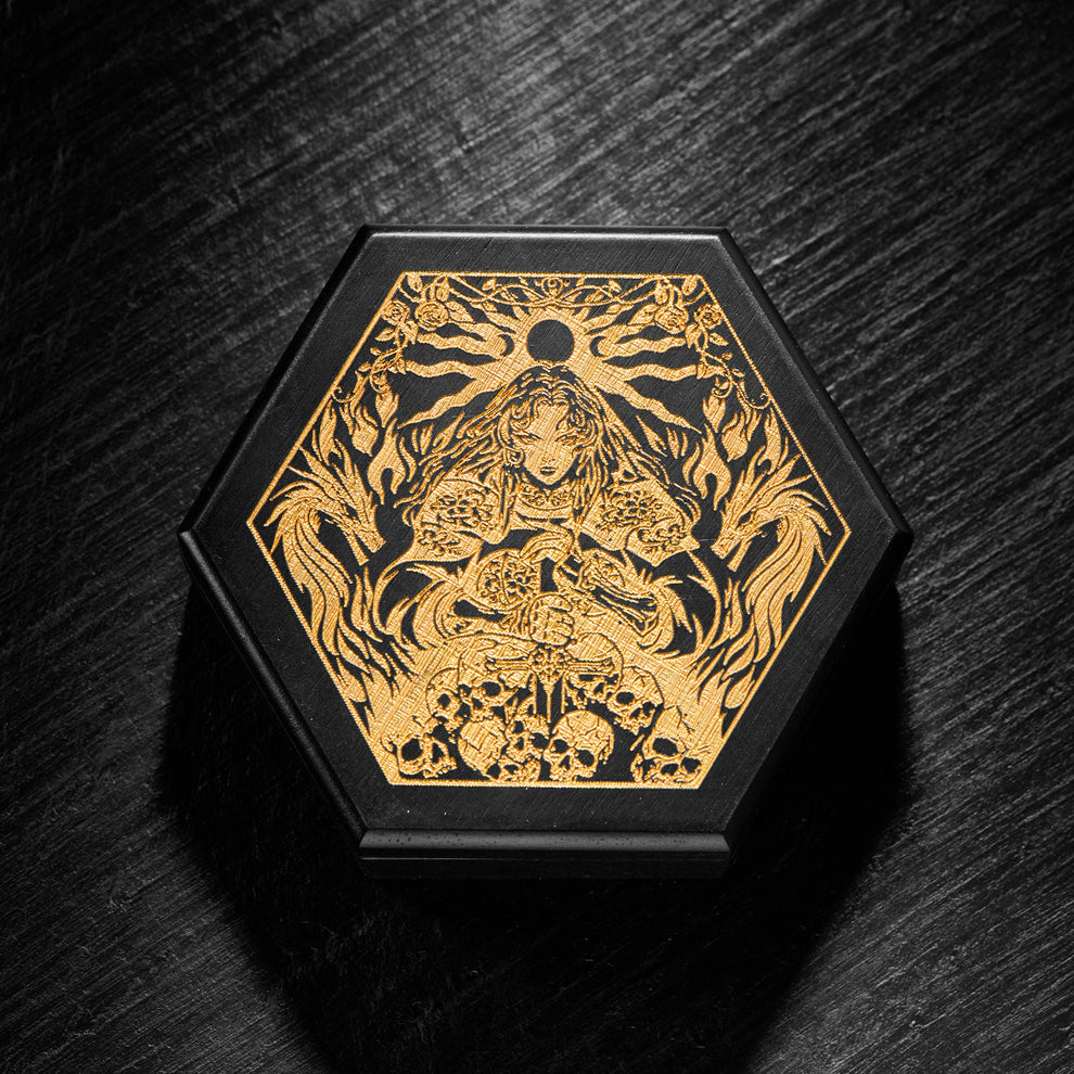 Black Wood Lady Knight of the Sun Motif Dice Box – CrystalMaggie