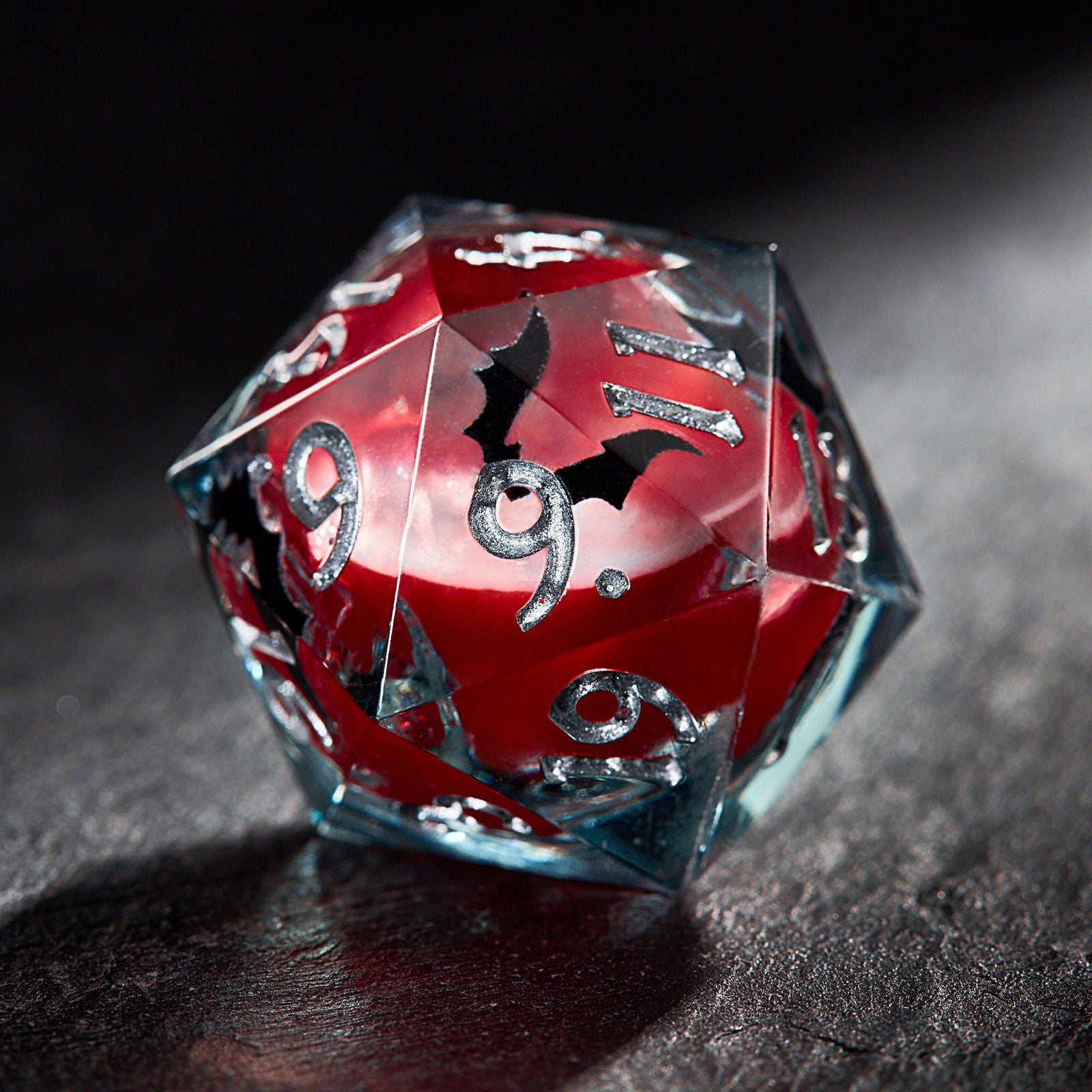 Rose Bud Glitter Resin Rogue Rose Motif DnD D&D Dice Set