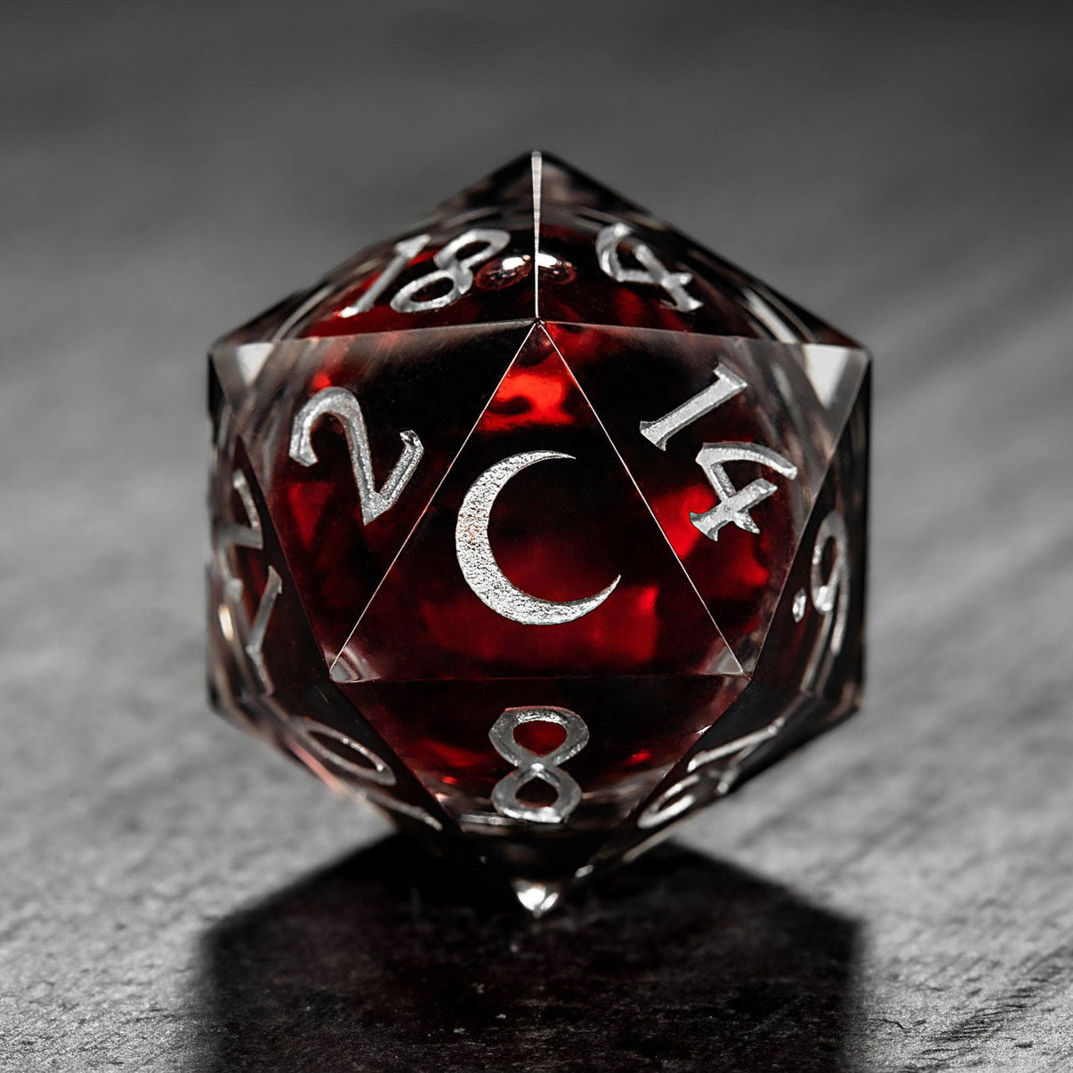 Blood Red Liquid Core Resin Moon DnD D&D Dice Set – CrystalMaggie