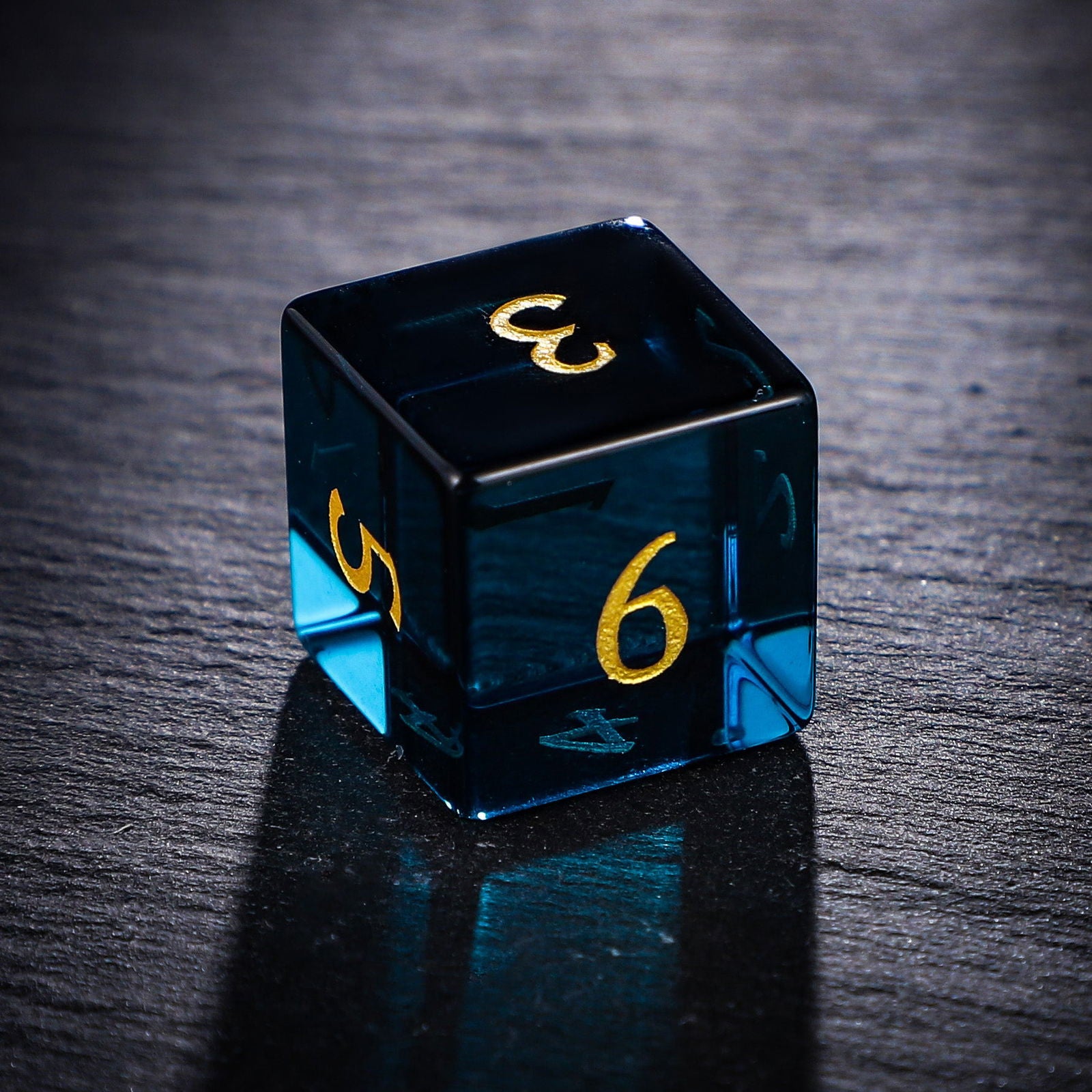 Dark Blue Glass DnD D&D Dice Set