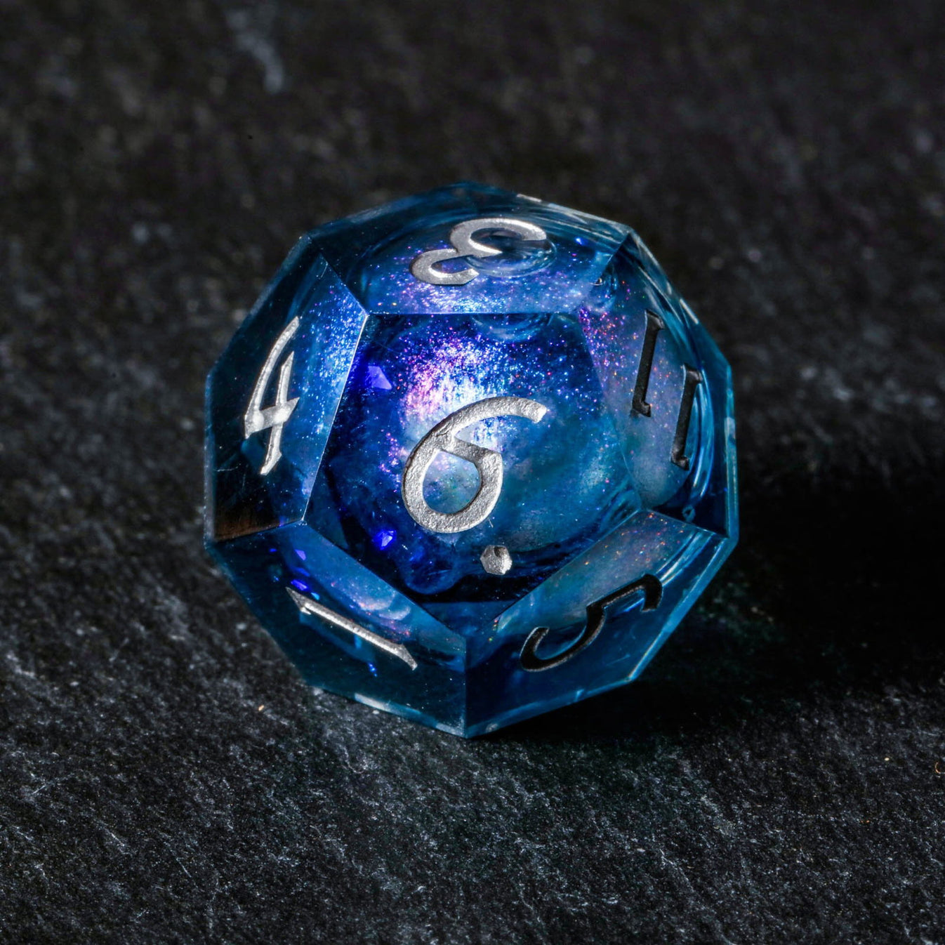 Dark Blue Liquid Core Resin Galaxy Dice F Word DnD D&D Dice Set ...