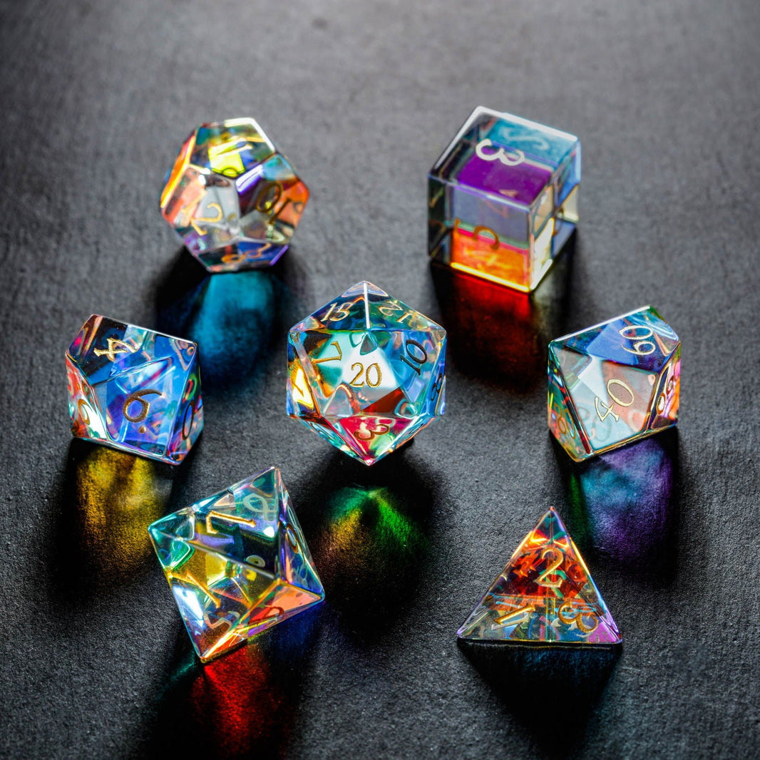 Rose Bud Glitter Resin Rogue Rose Motif DnD D&D Dice Set – CrystalMaggie