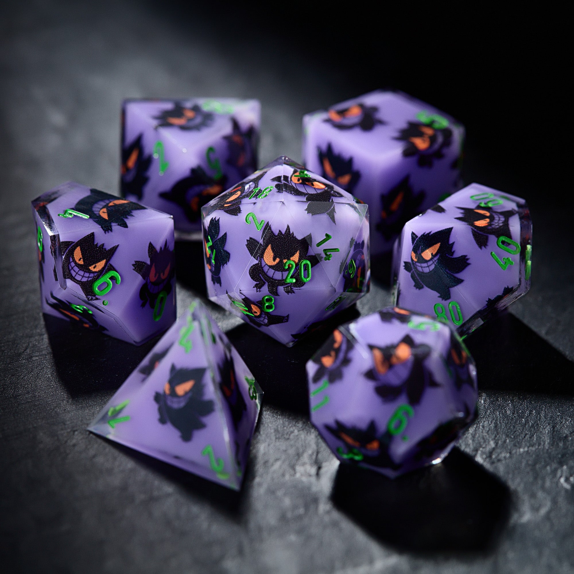 Pokemon Gengar Purple Resin DnD D&D Dice Set – CrystalMaggie