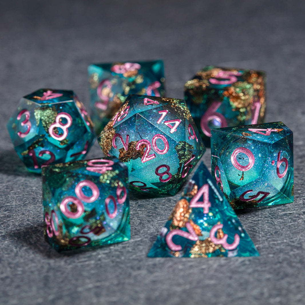 Purple Irises Resin DnD D&D Dice Set – CrystalMaggie