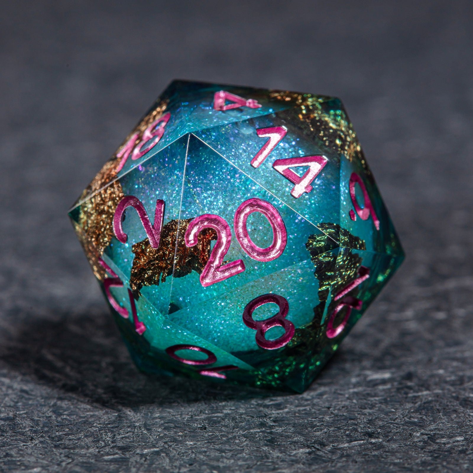 Green Glitter Liquid Core Resin DnD D&D Dice Set – CrystalMaggie