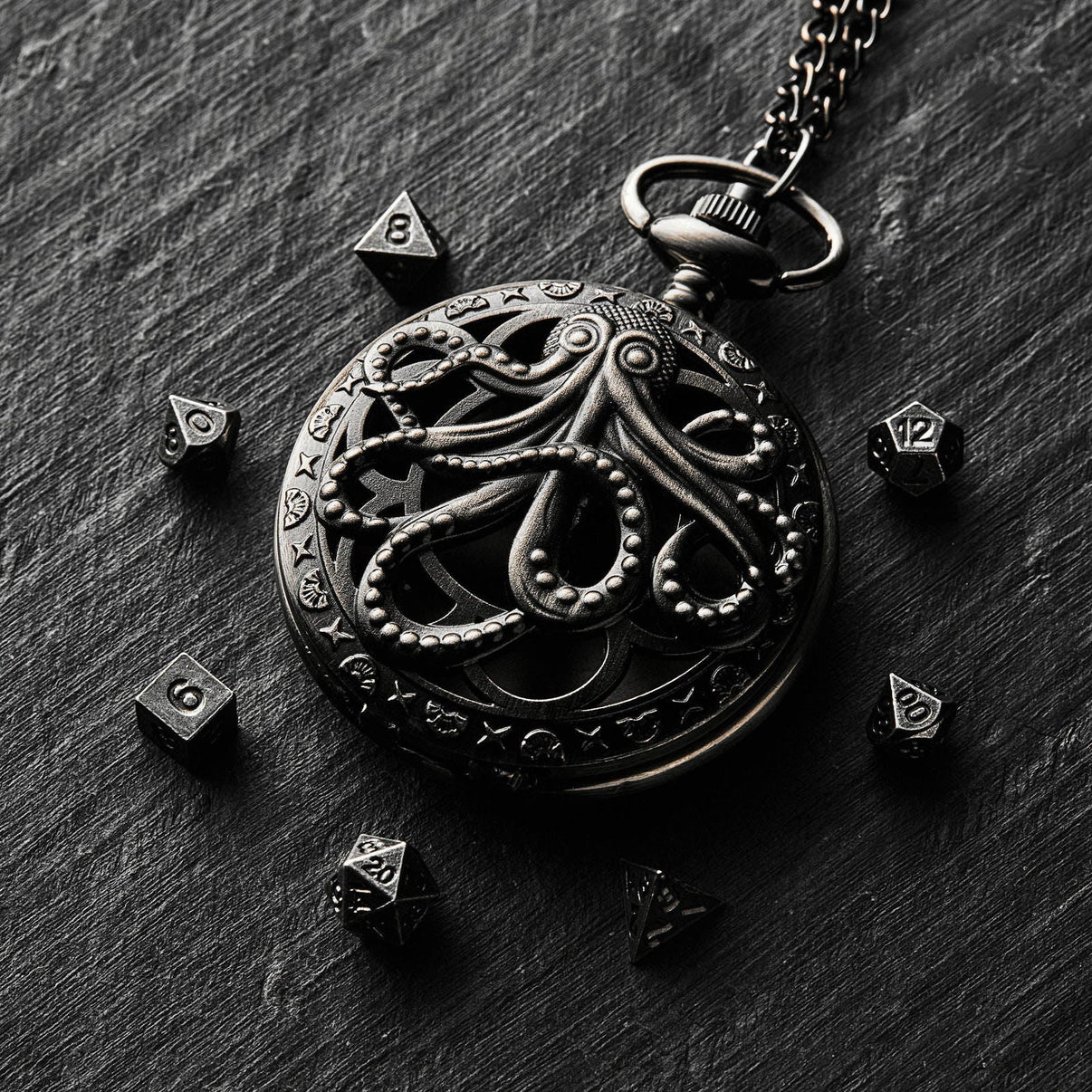 Micro Mini Metal DnD D&D Dice Set Octopus Pocket Case – CrystalMaggie
