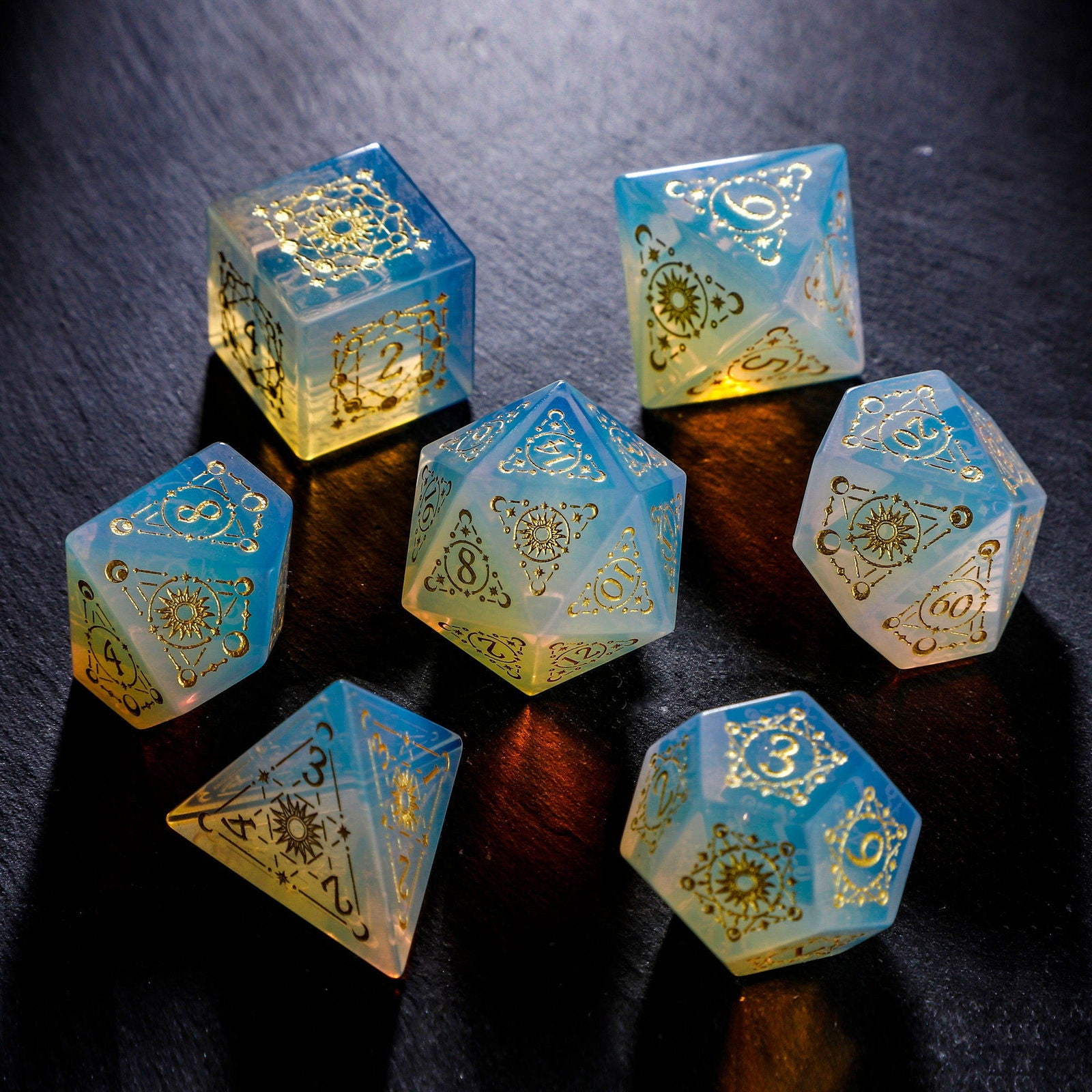 Dark Blue Liquid Core Resin Galaxy Dice Tardis DnD D&D Dice Set ...