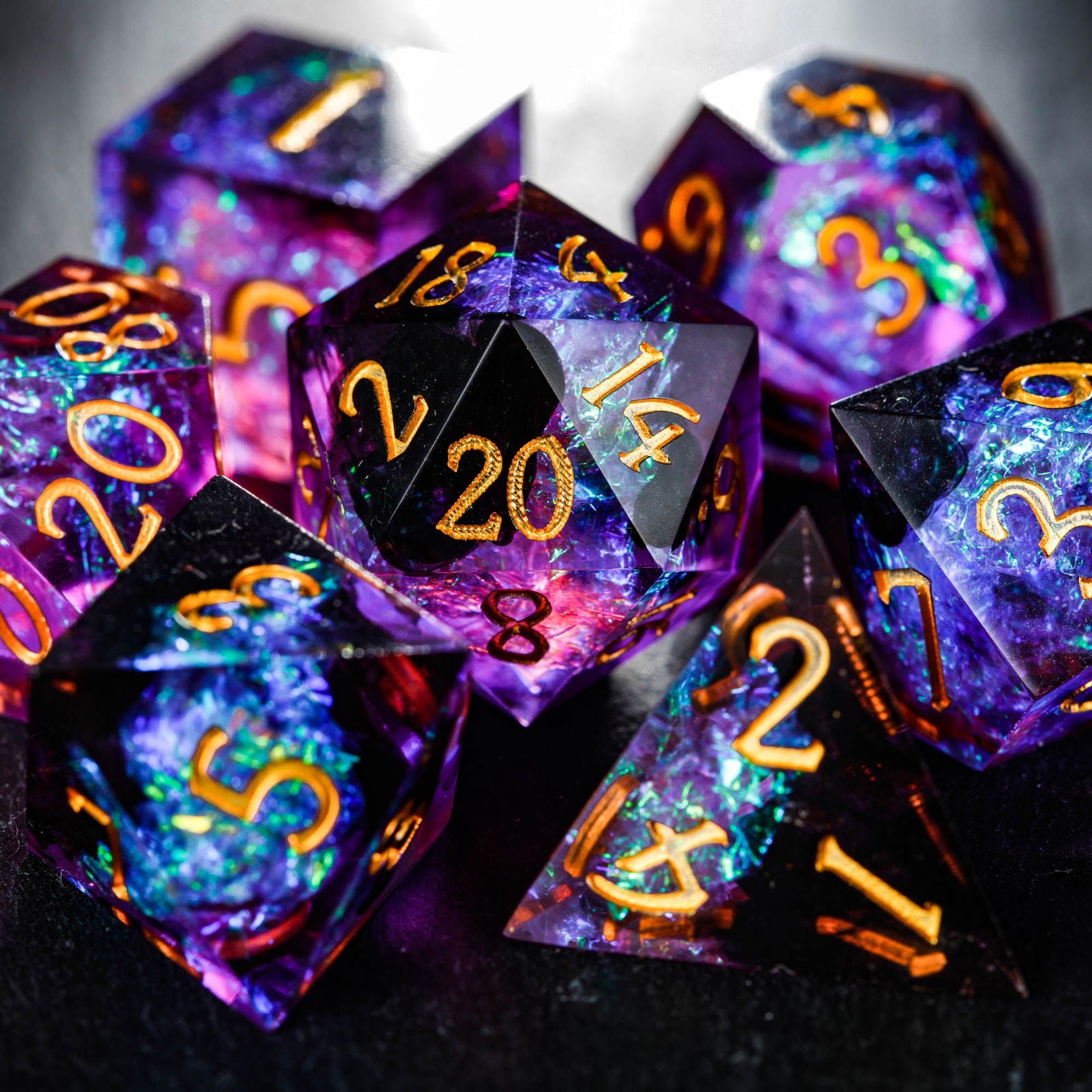 Aquamarine Koi Fish Liquid Core Resin Moon DnD D&D Dice Set – CrystalMaggie