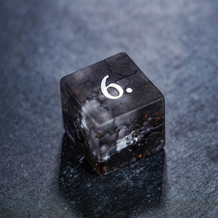 Raised Black Lightning Glass DnD D&D Dice Set – CrystalMaggie