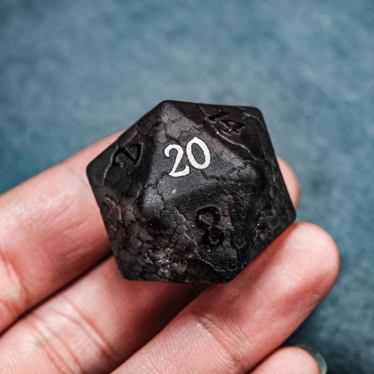 Raised Black Lightning Glass DnD D&D Dice Set – CrystalMaggie