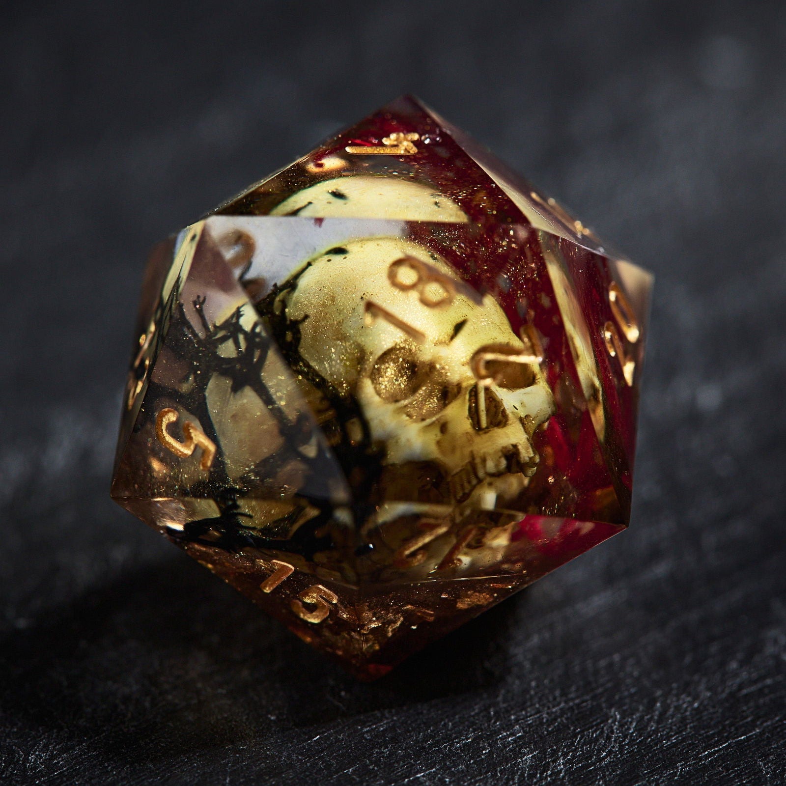 Red Black Coral Skull Resin DnD D&D Dice Set – CrystalMaggie