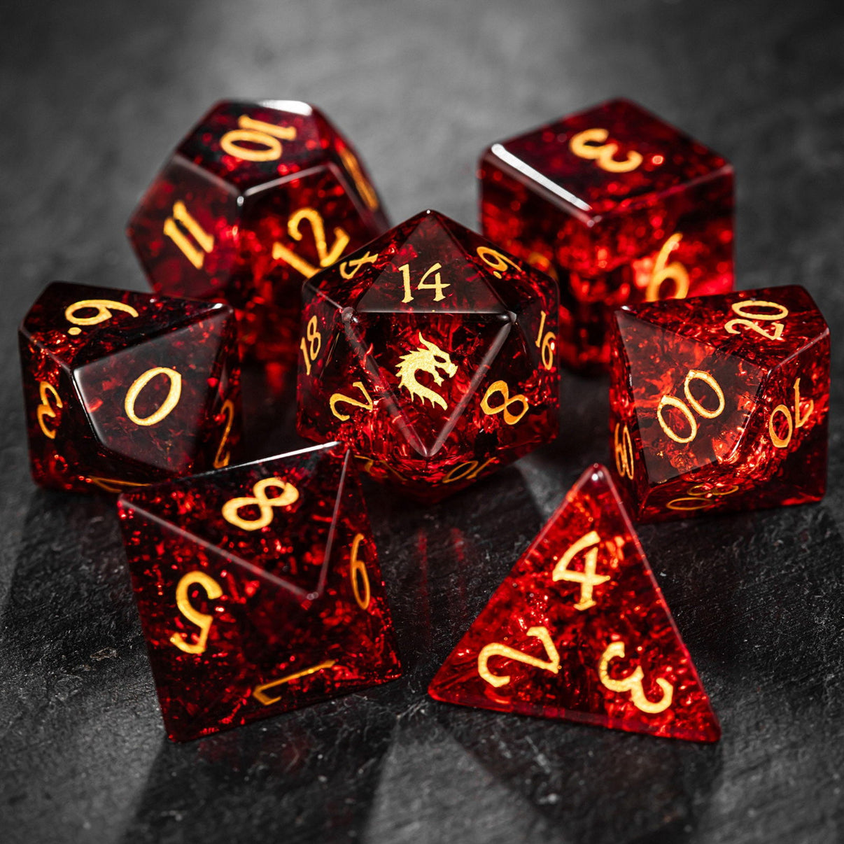 Red Lightning Glass Dragon DnD D&D Dice – CrystalMaggie
