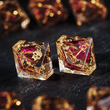 Red Glitter Liquid Core Resin Phoenix DnD D&D Dice Set – CrystalMaggie