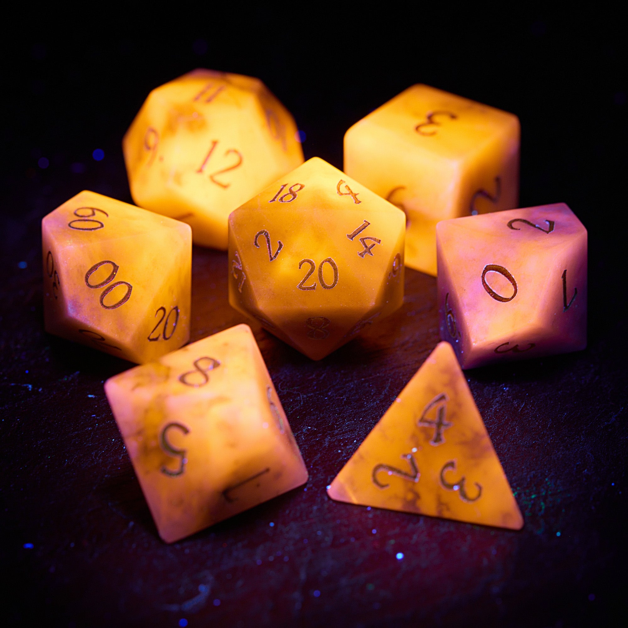 Floating Green Pupil Dragon's Eye Liquid Core Resin DnD D&D Dice Set ...