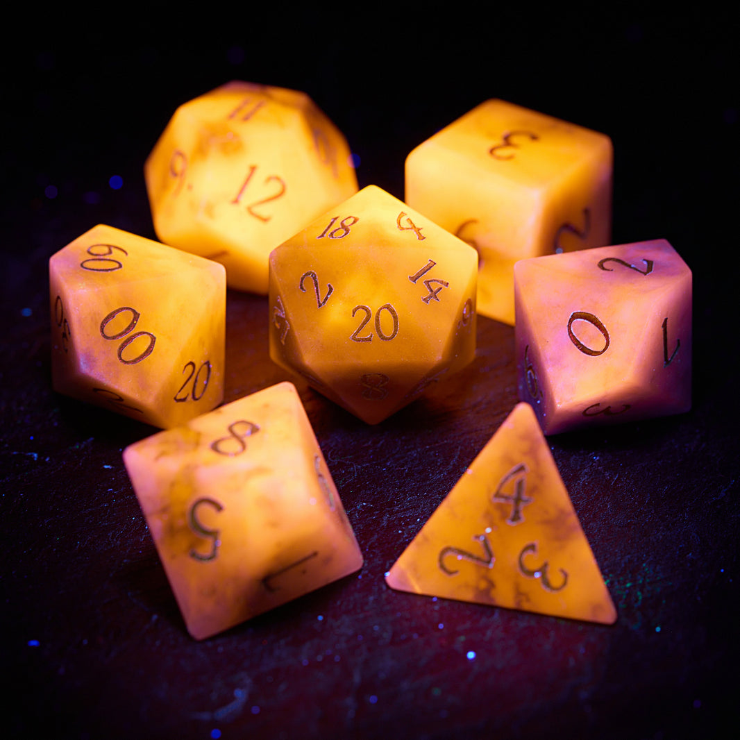 Floating Green Pupil Dragon's Eye Liquid Core Resin DnD D&D Dice Set ...