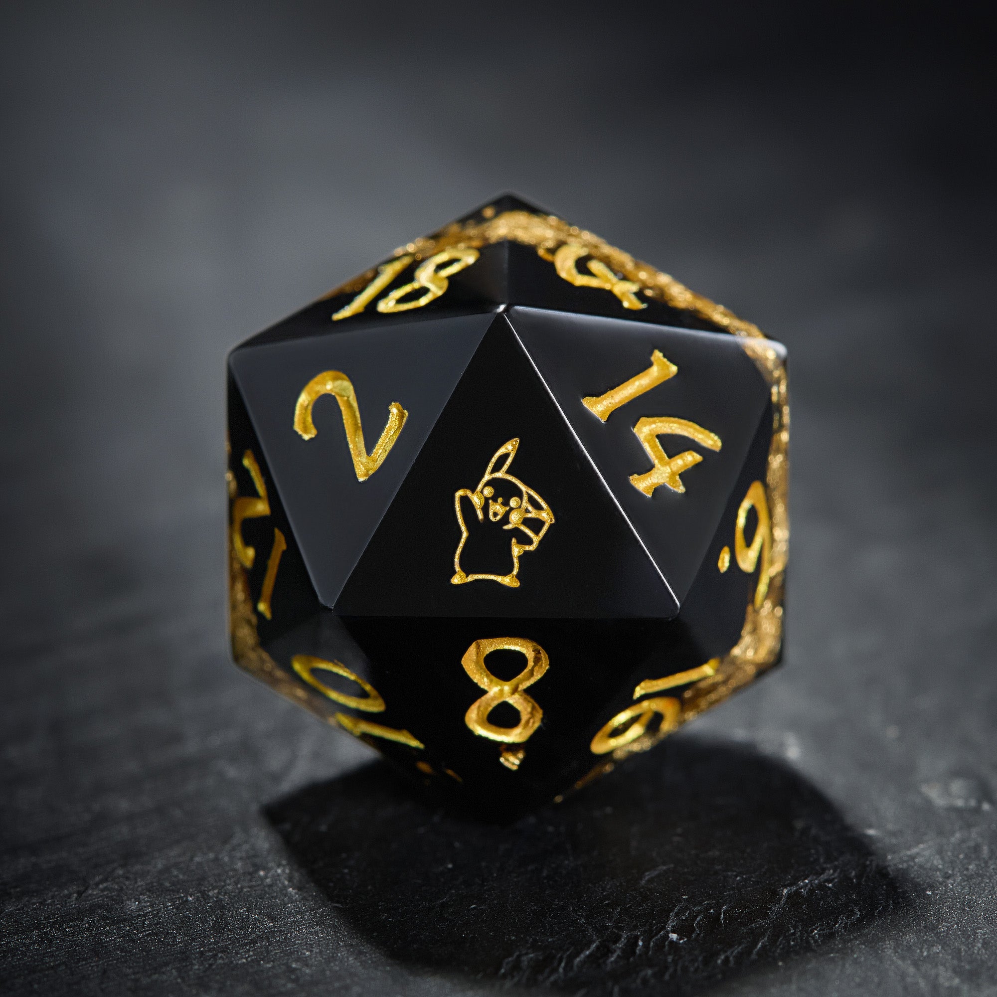 Black Goldleaf Resin Pokemon Pikachu DnD D&D Dice Set – CrystalMaggie