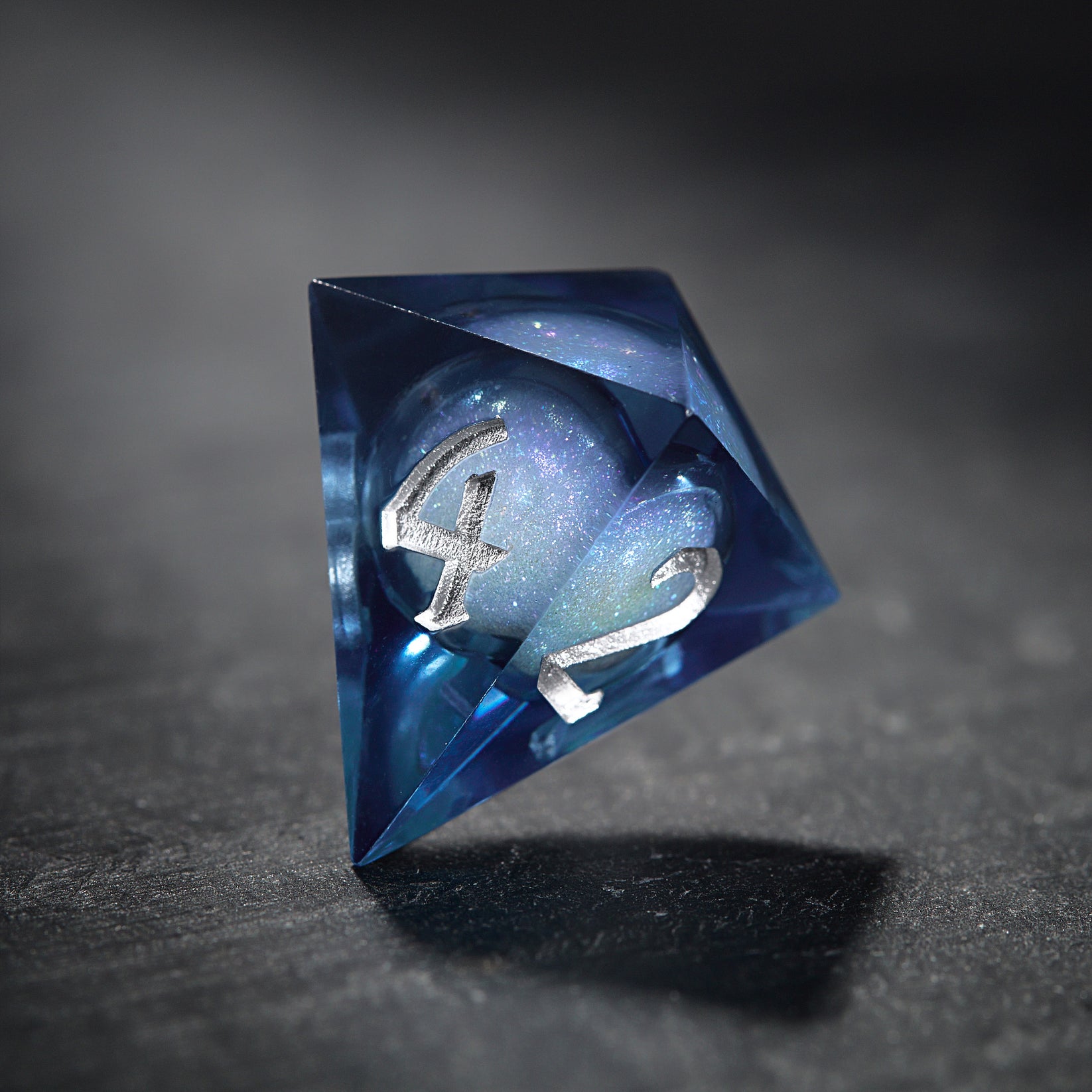 Dark Blue Liquid Core Resin Galaxy Dice Tardis DnD D&D Dice Set ...