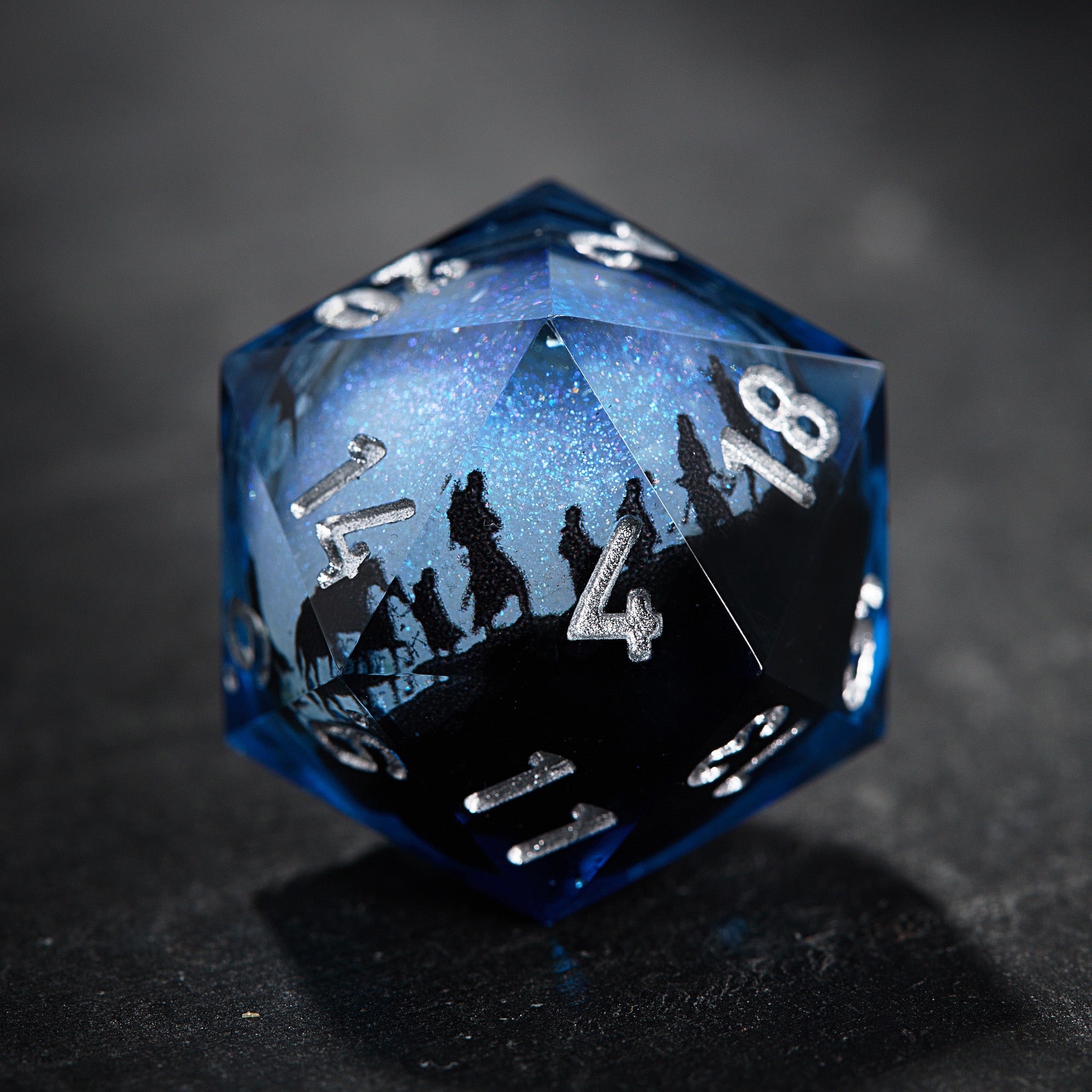 Raised Dark Blue Lightning Glass DnD D&D Dice Set – CrystalMaggie