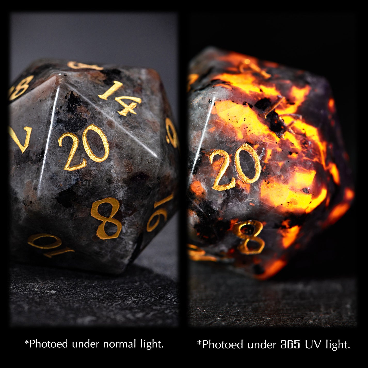 Yooperlite UV Reactive Gemstone DnD D&D Dice Chonk D20 – CrystalMaggie