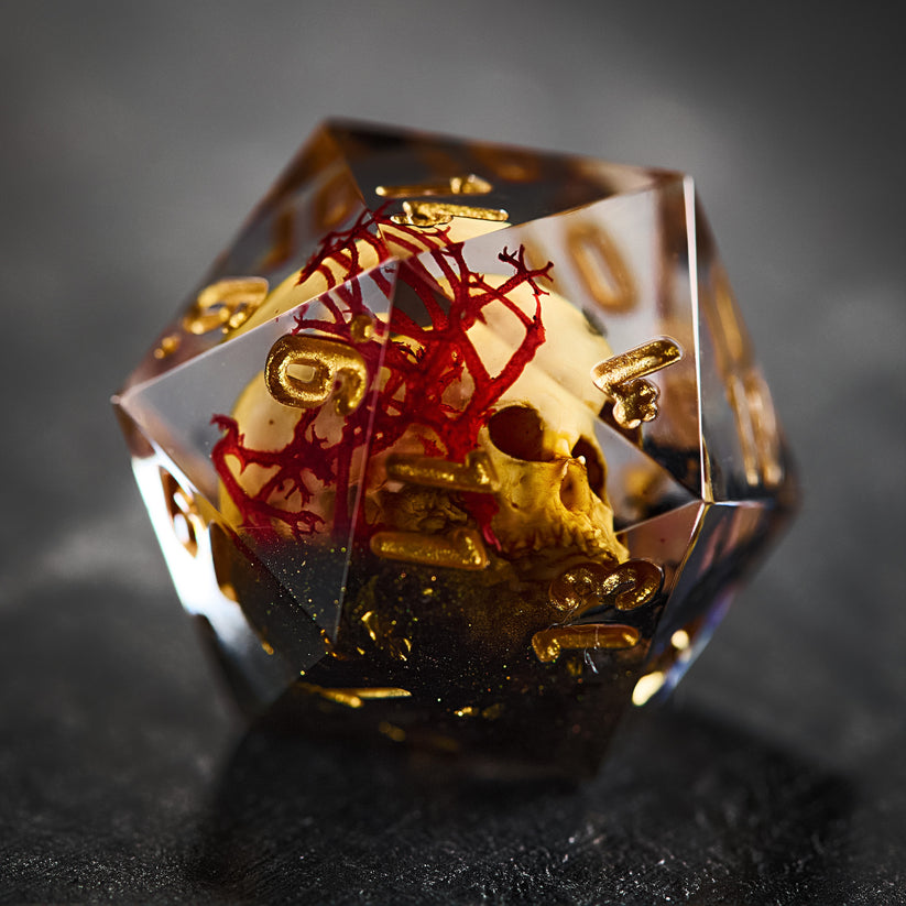 Red Black Coral Skull Resin DnD D&D Dice Set – CrystalMaggie