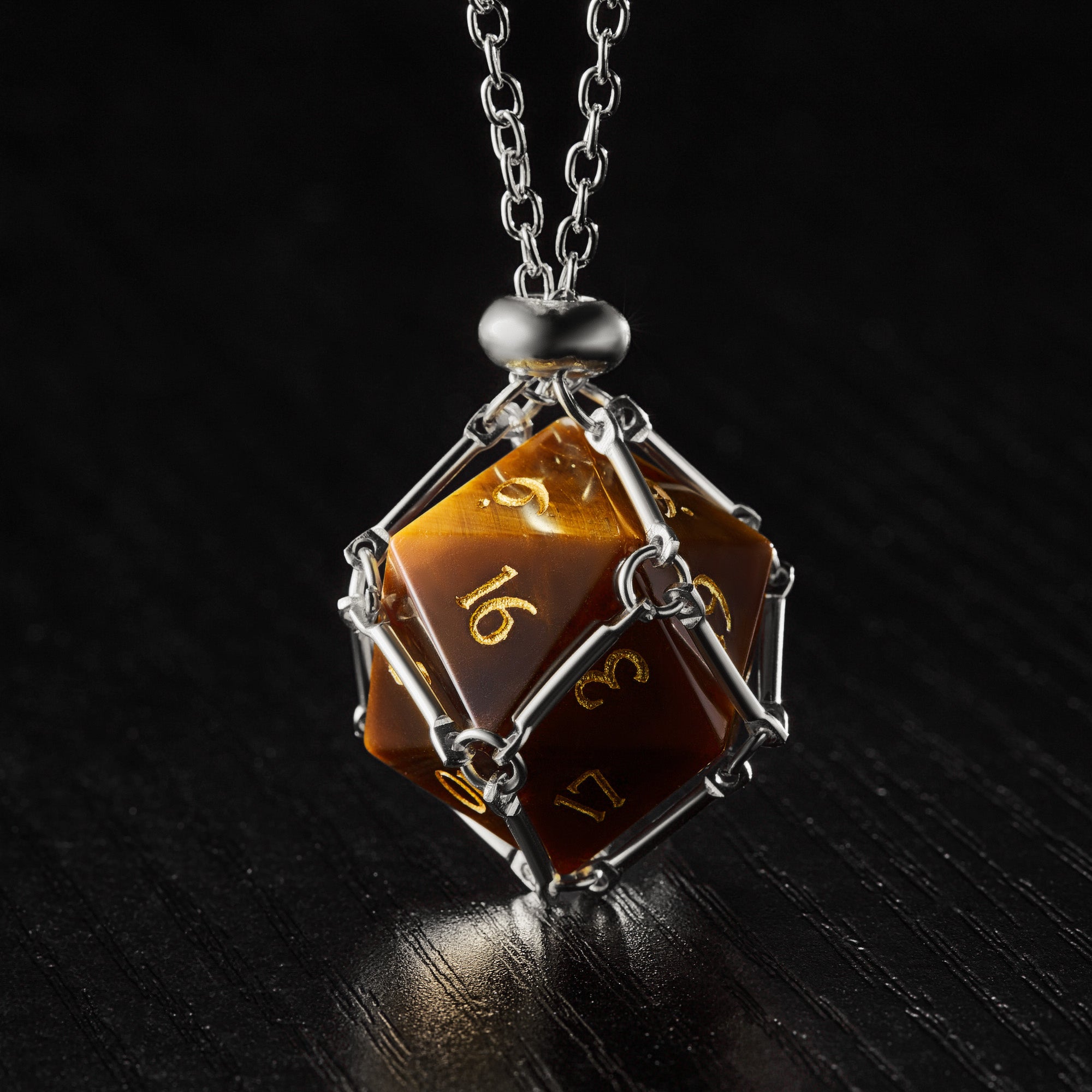 Tiger's Eye Gemstone DnD D&D Dice Set