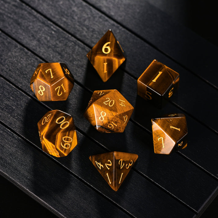Tiger's Eye Gemstone DnD D&D Dice Set – CrystalMaggie