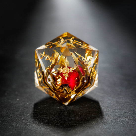 Rose Bud Glitter Resin Rogue Rose Motif DnD D&D Dice Set – CrystalMaggie